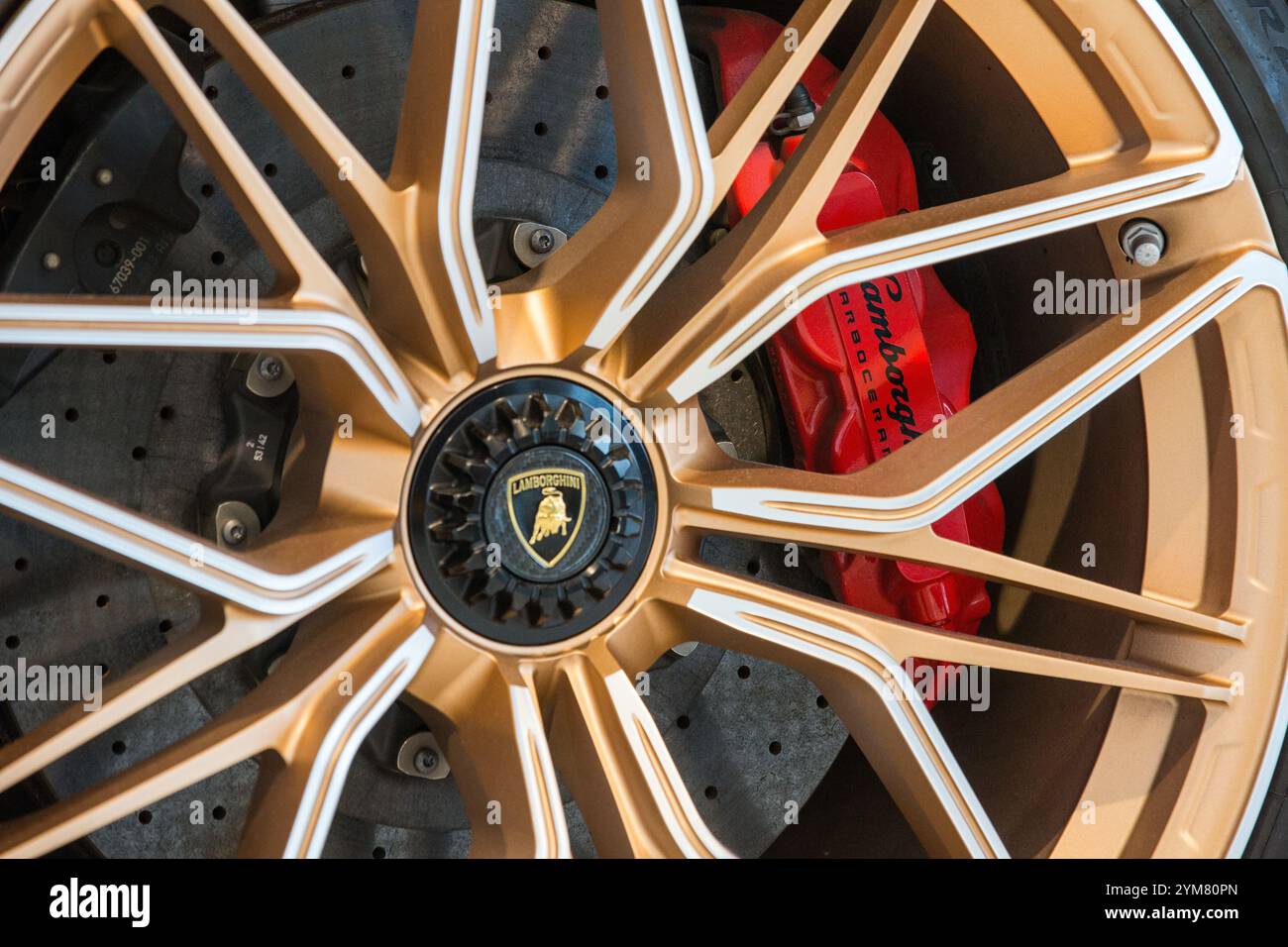 Lamborghini Sian rim and carbo ceramic brakes are seen in the ...