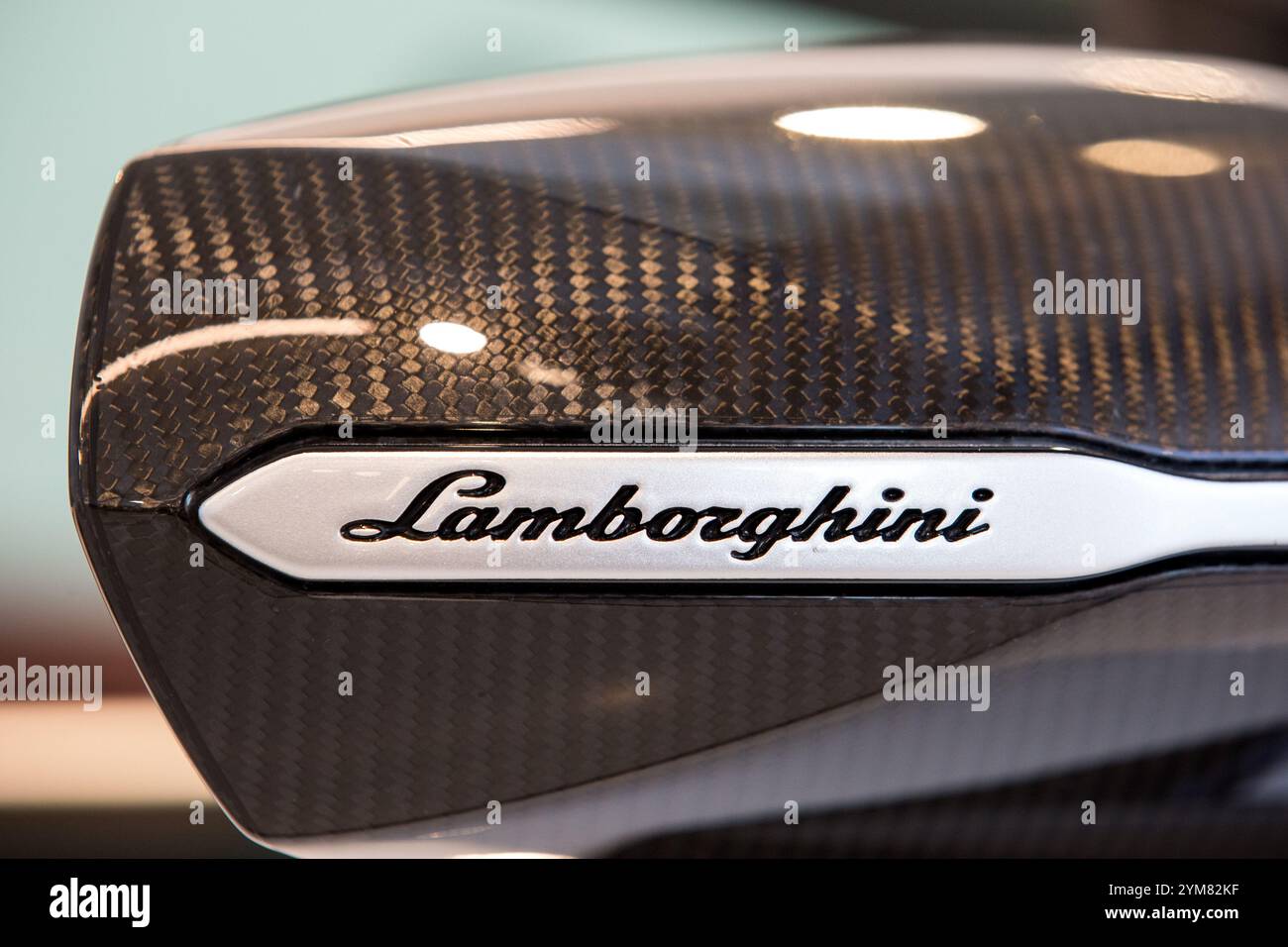 Lamborghini Countach exterior mirror with the brand lettering is seen ...