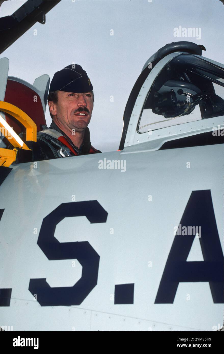 Montana ANG pilot in cockpit of T-33A before flight commemorating the ...
