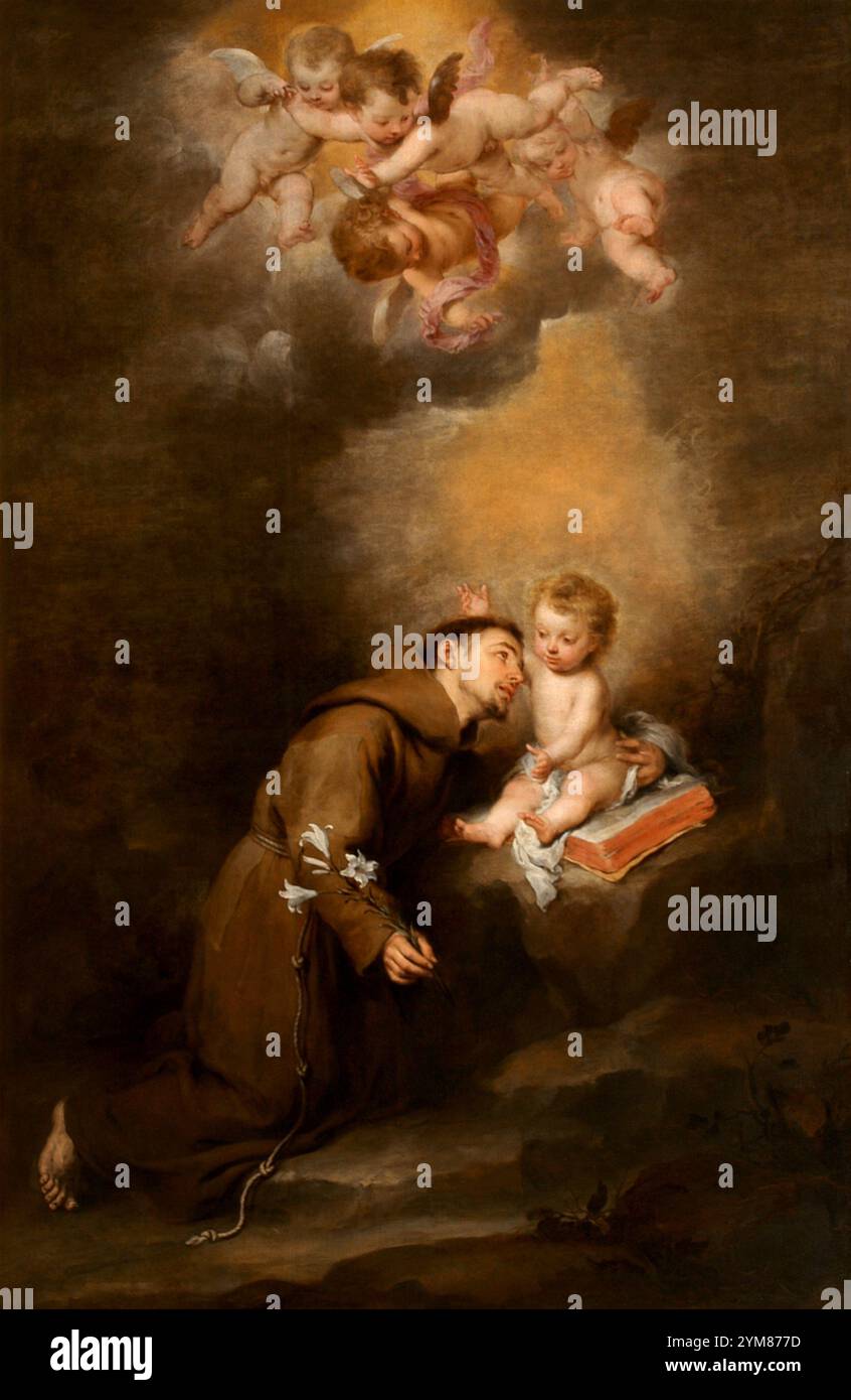 Saint Anthony of Padua with the Child painting by Bartolomé Esteban Murillo Stock Photo - Alamy