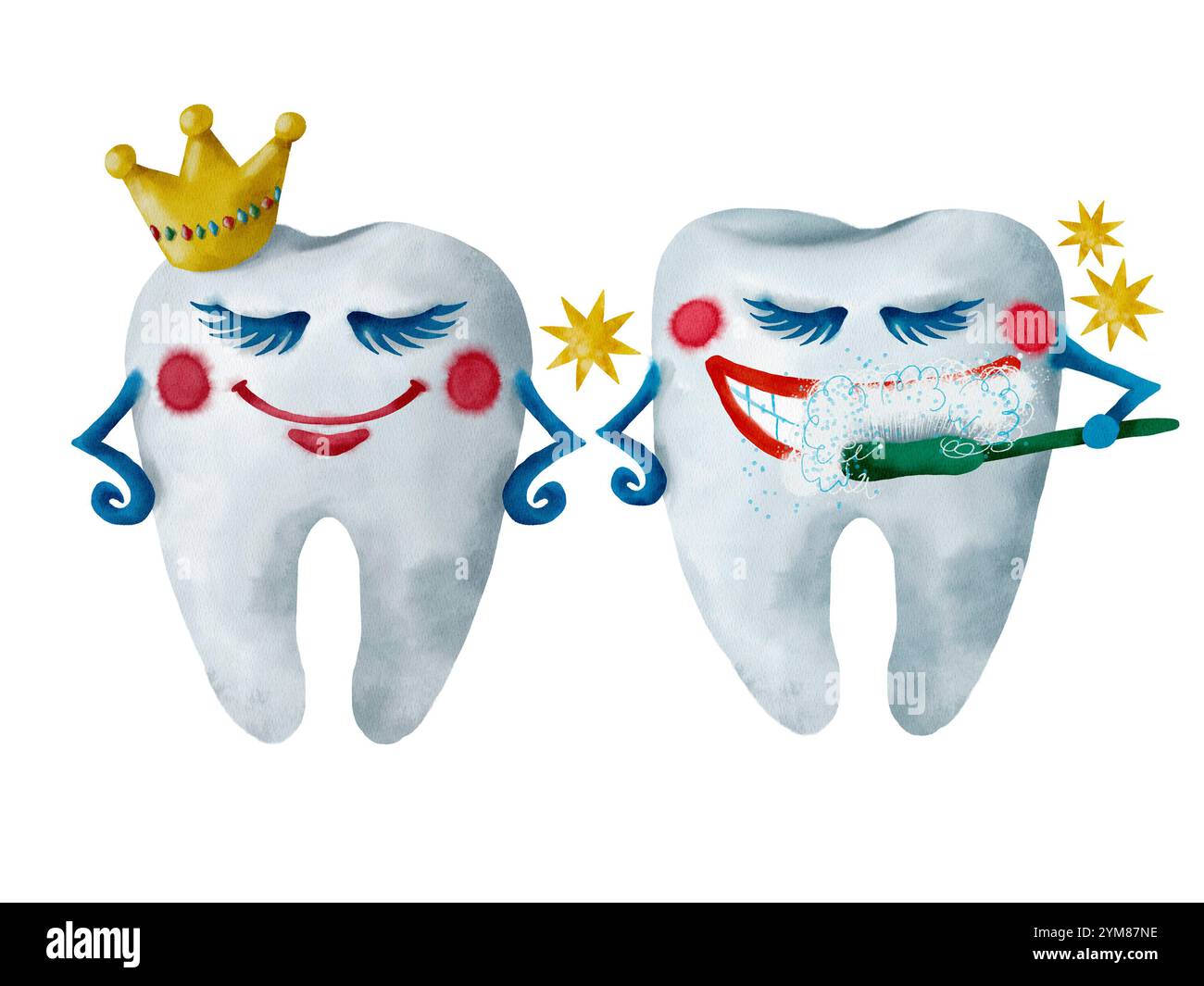 Two animated teeth featuring fun and lively expressions that advocate ...