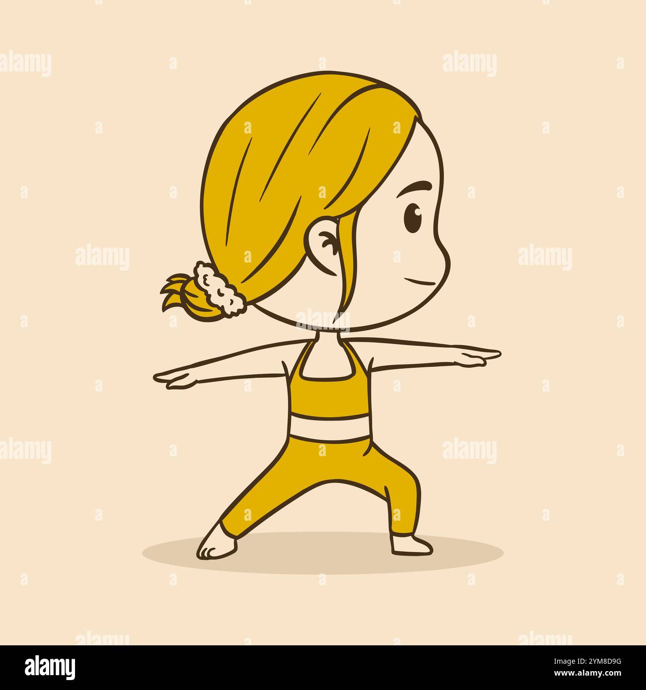 Mascot character illustration design of a girl in yoga pose, chibi ...