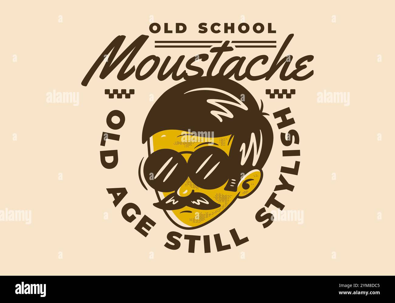 Old School moustache. Man with Moustache illustration design character ...