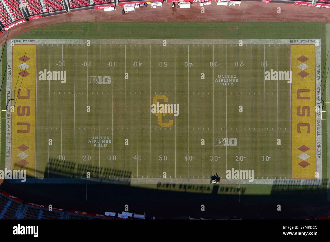 A general overall aerial view of the football field at the Los Angeles ...