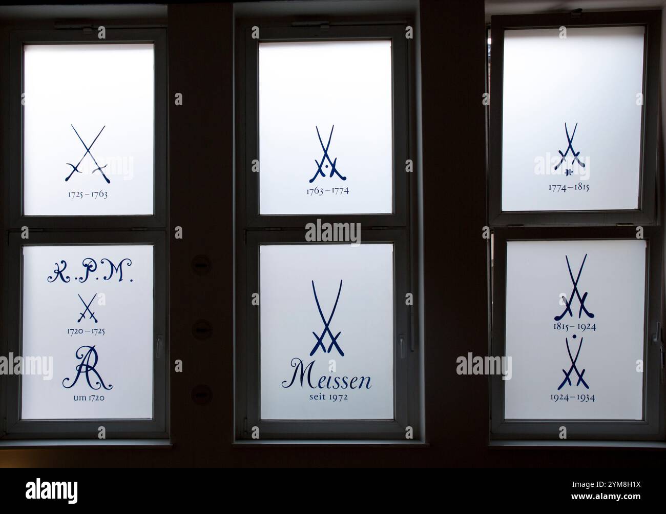 Chronological brand marks of Meissen porcelain Stock Photo - Alamy