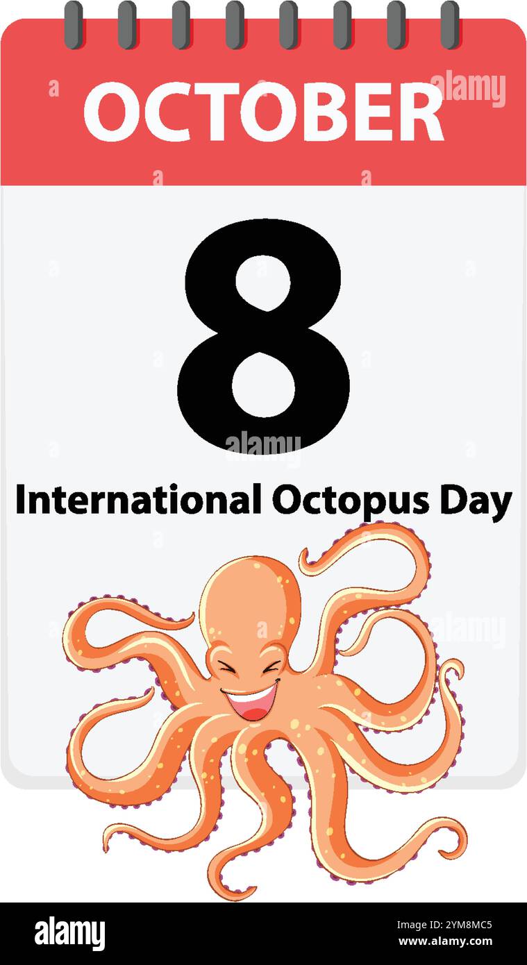 Illustration of a calendar marking Octopus Day Stock Vector Image & Art ...