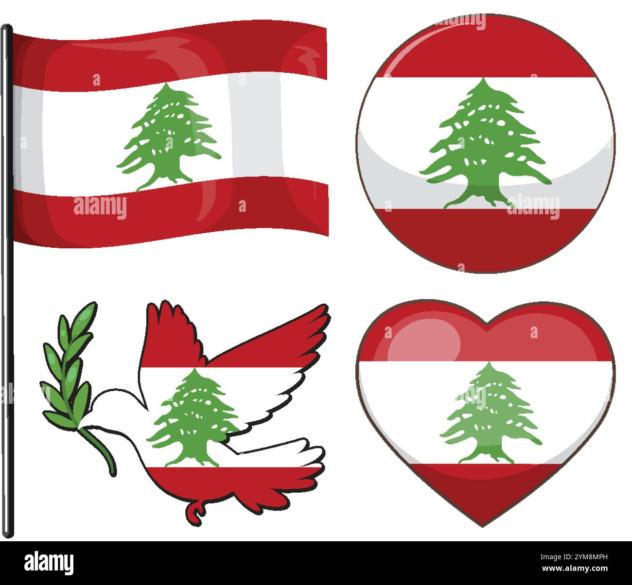 Various Lebanese flag designs and symbolic elements Stock Vector Image & Art - Alamy