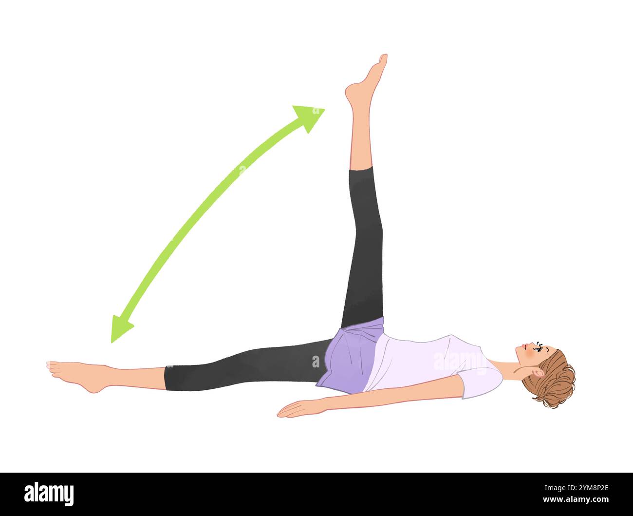 Woman lying on the floor doing up-and-down leg exercises Stock Photo ...