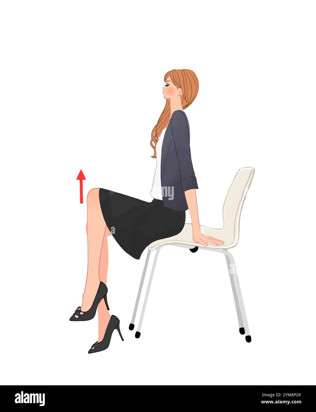 Woman sitting on chair and doing leg raising exercise Stock Photo - Alamy