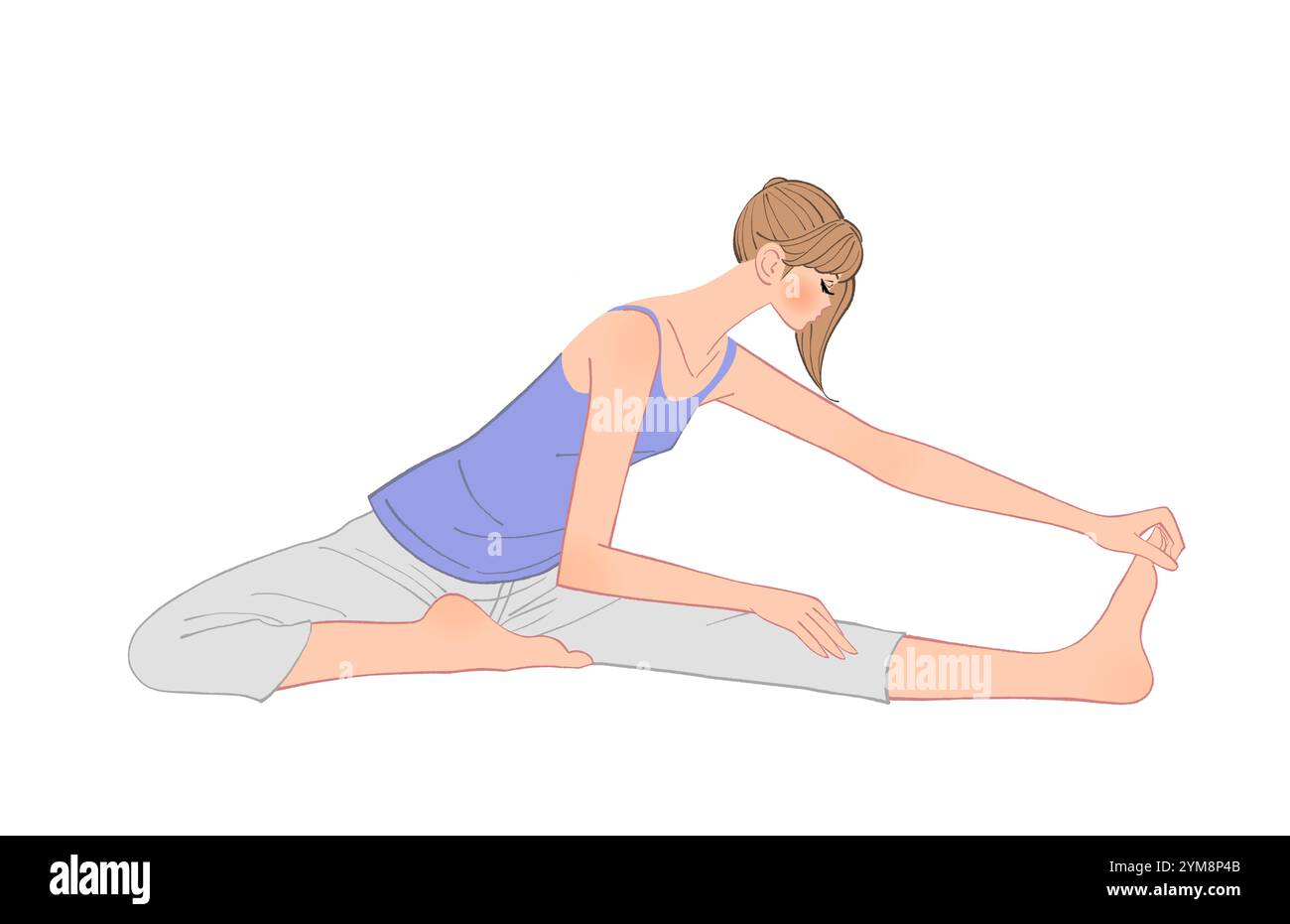 Woman stretching forward with one leg outstretched Stock Photo - Alamy