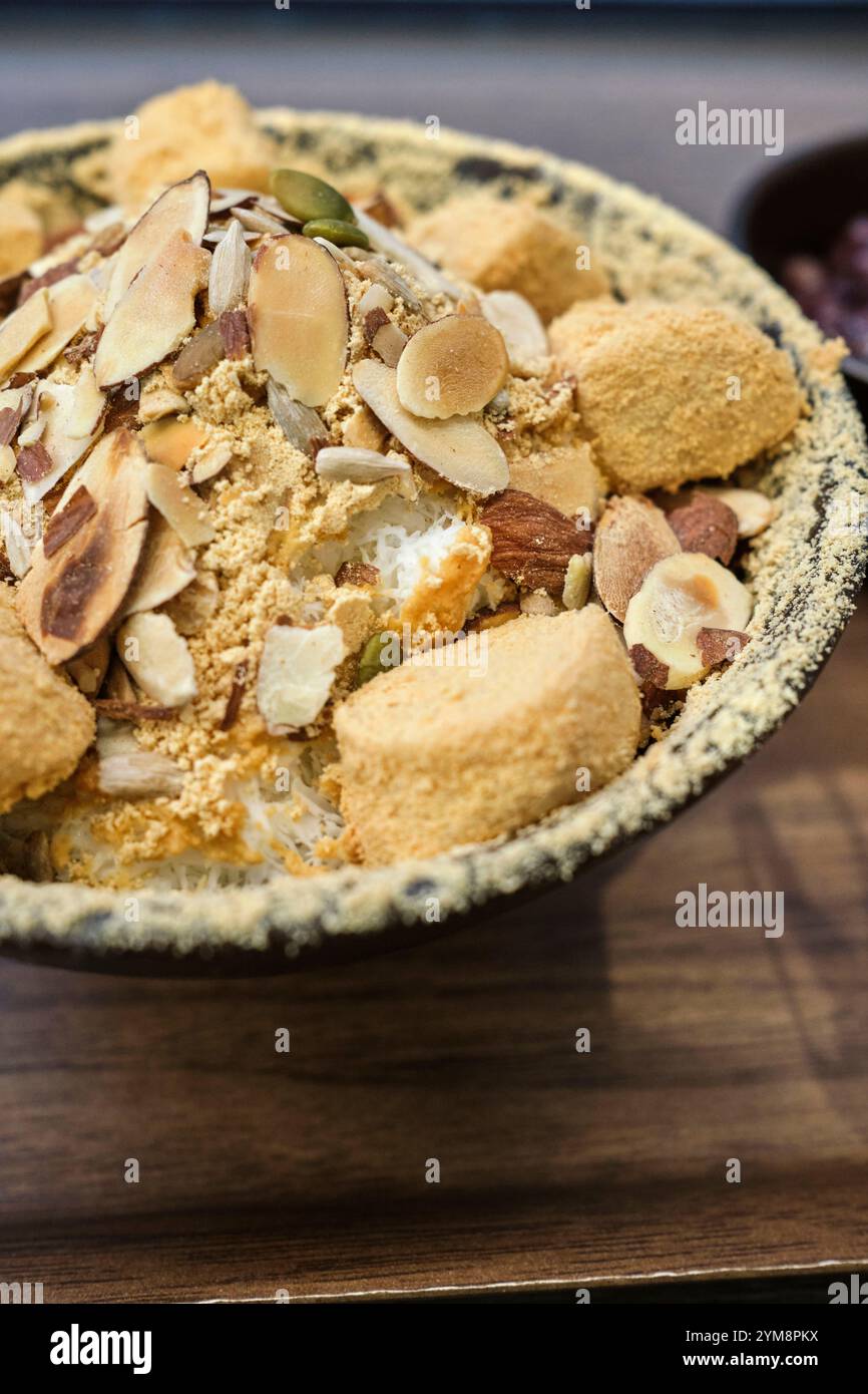 Sep 2024, A bowl of bingsu, a Korean shaved ice dessert. This one is ...