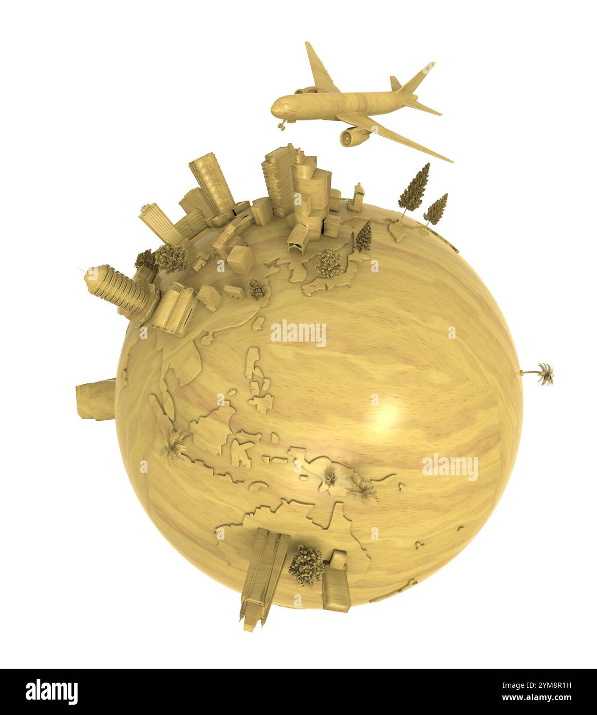 Wood carved earth Stock Photo - Alamy