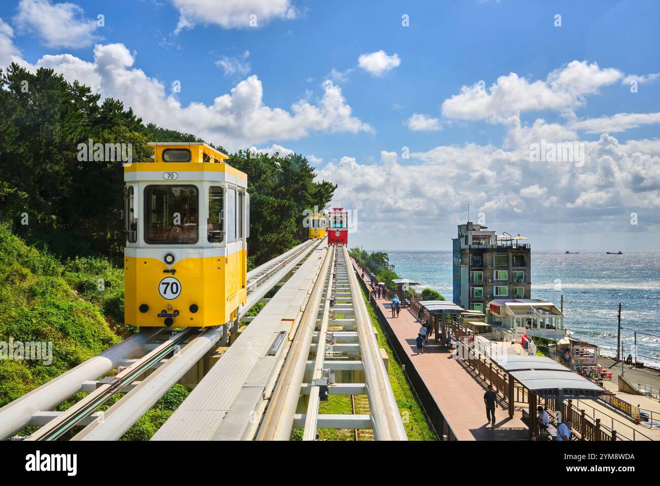 Sep 2024, Busan Sky Capsule running along Haeundae Beach, Busan, South ...