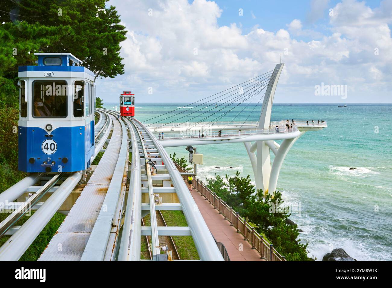 Sep 2024, Busan Sky Capsule running along Haeundae Beach, Busan, South ...
