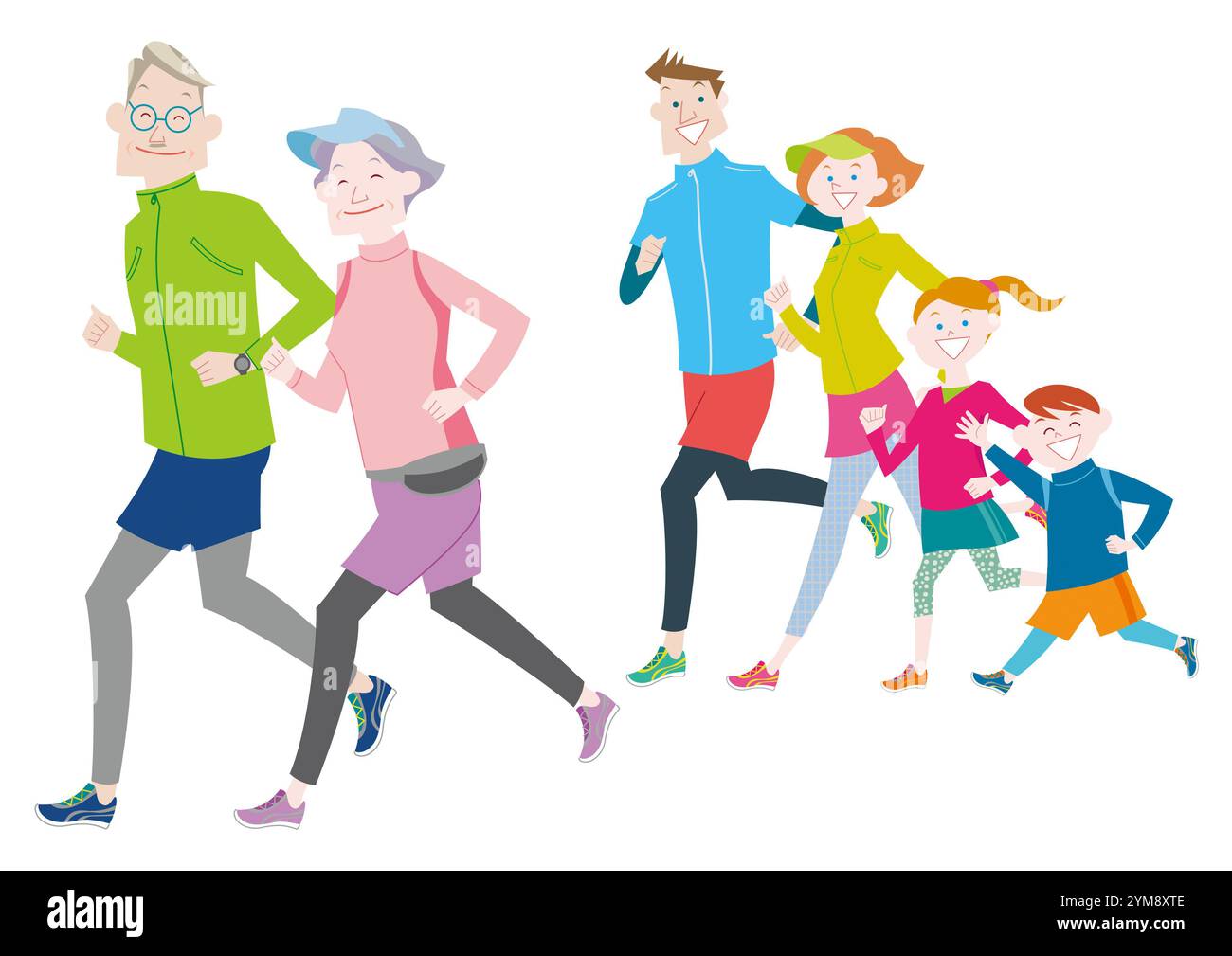 Three generation family running Stock Photo - Alamy