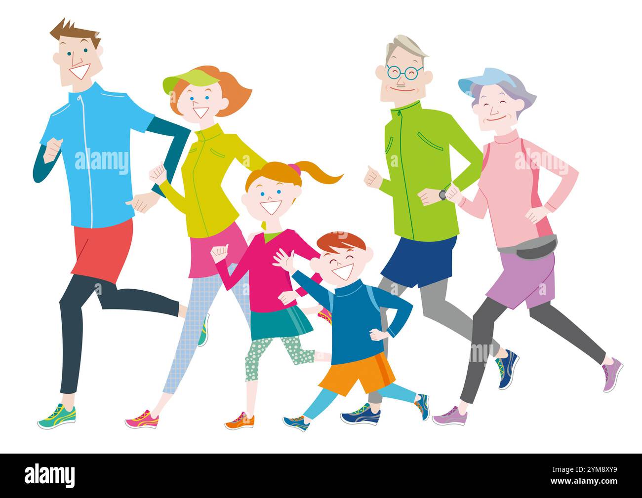 Three generation family running Stock Photo - Alamy