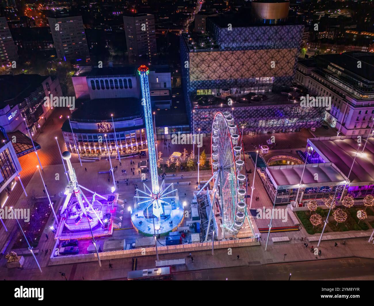 Centenary Square Ice Skating Rink and Fair Rides Stock Photo - Alamy