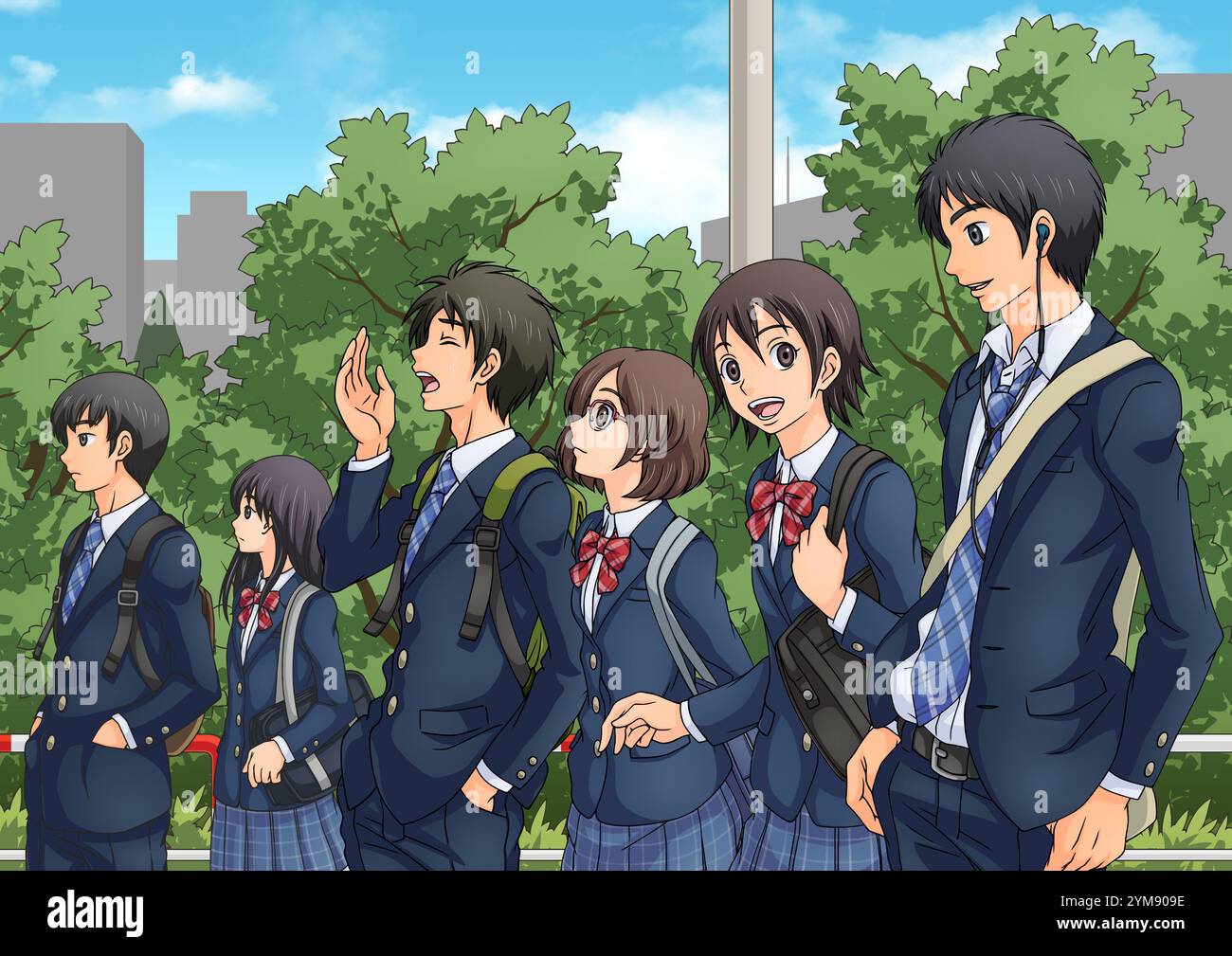 Students on their way to school Stock Photo - Alamy