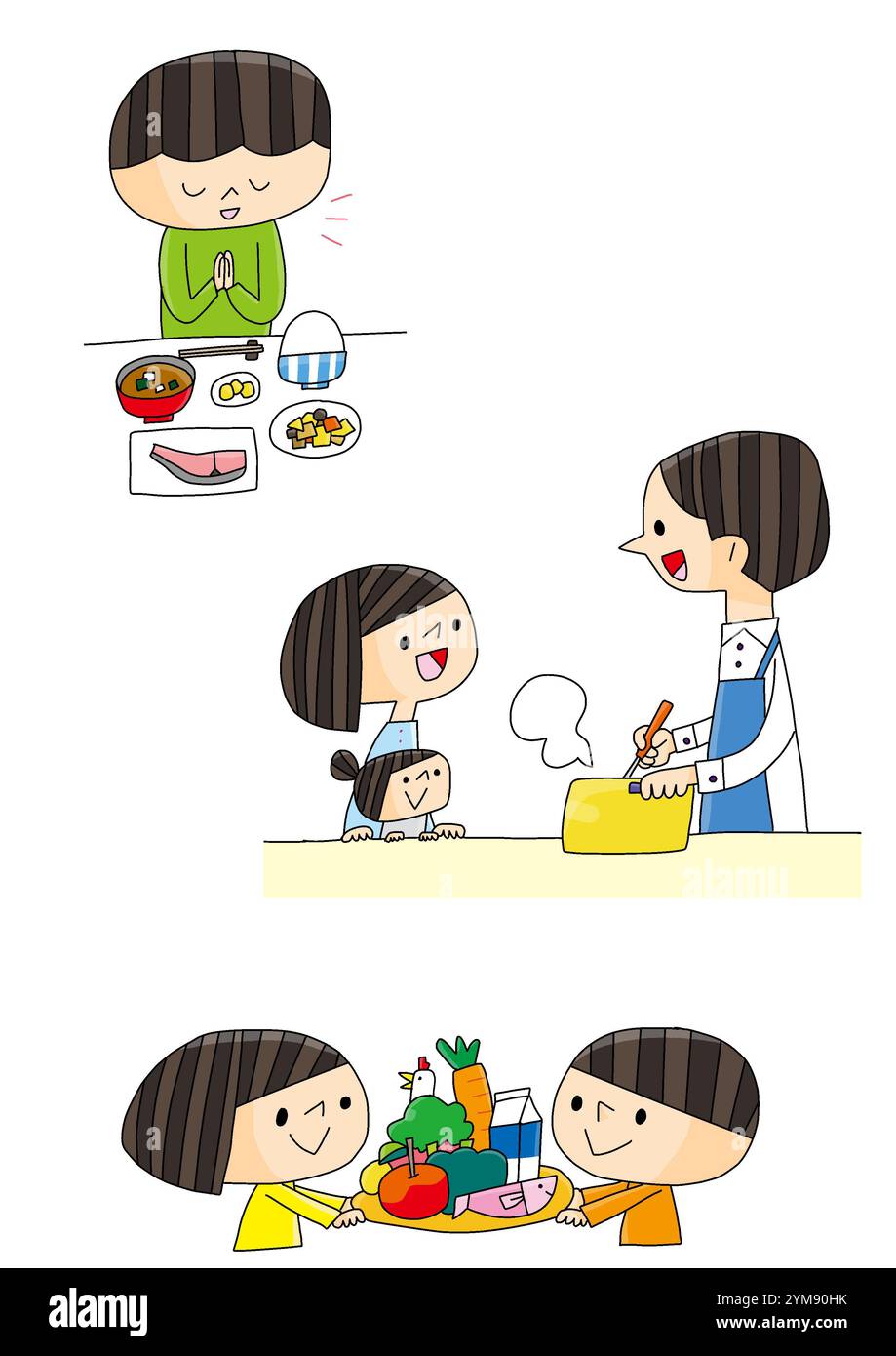 Nutrition education Family cooking Nutritional balance Stock Photo - Alamy