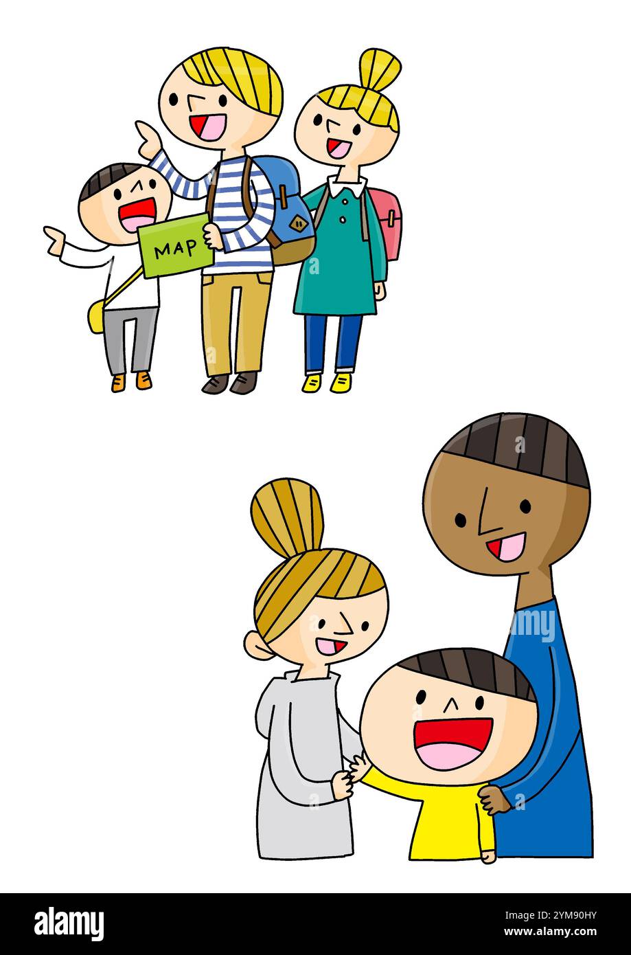 Foreign language teaching English conversation Boy showing foreigner ...