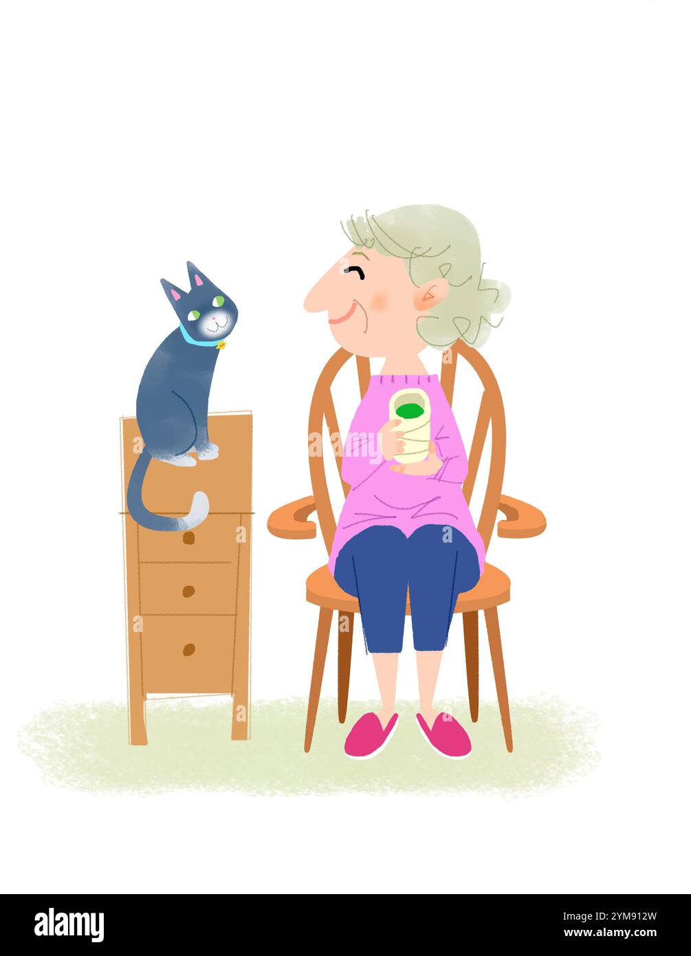 Granny and cat, friends at heart Stock Photo - Alamy
