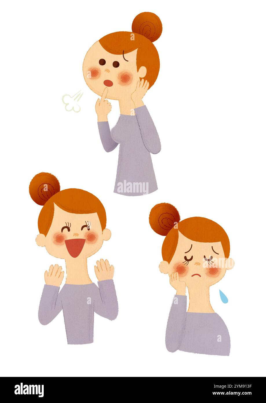 Mother Three cuts of facial expressions Stock Photo - Alamy