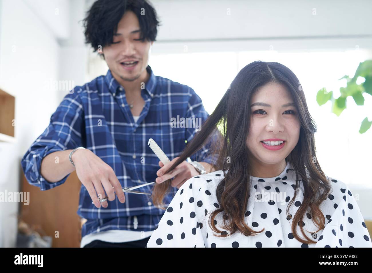 Fresh hairdresser cutting hair at a beauty salon Stock Photo - Alamy