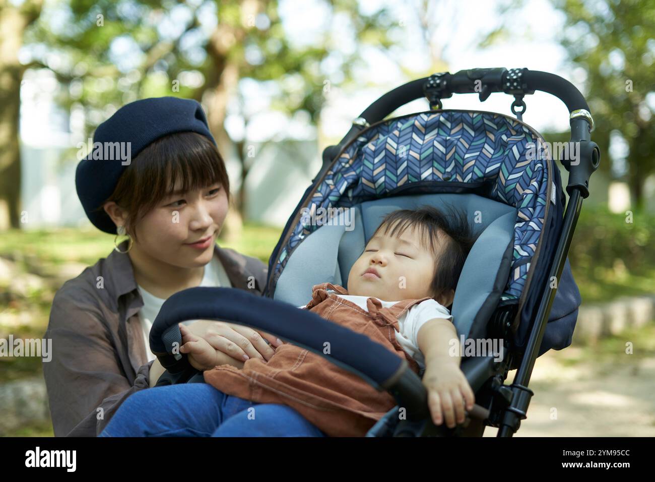 Cute Japanese baby in stroller Stock Photo - Alamy