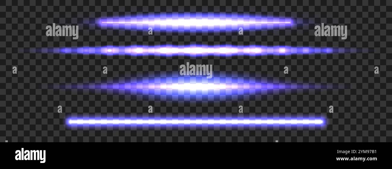 Glowing purple neon tube lamp collection. Led light violet line beam ...