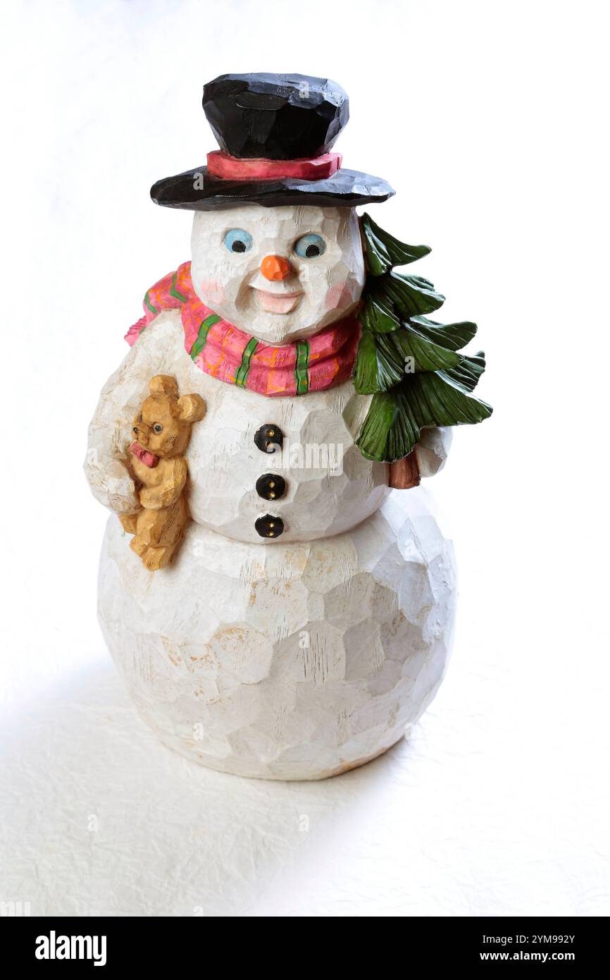 Snowman wooden doll Stock Photo - Alamy
