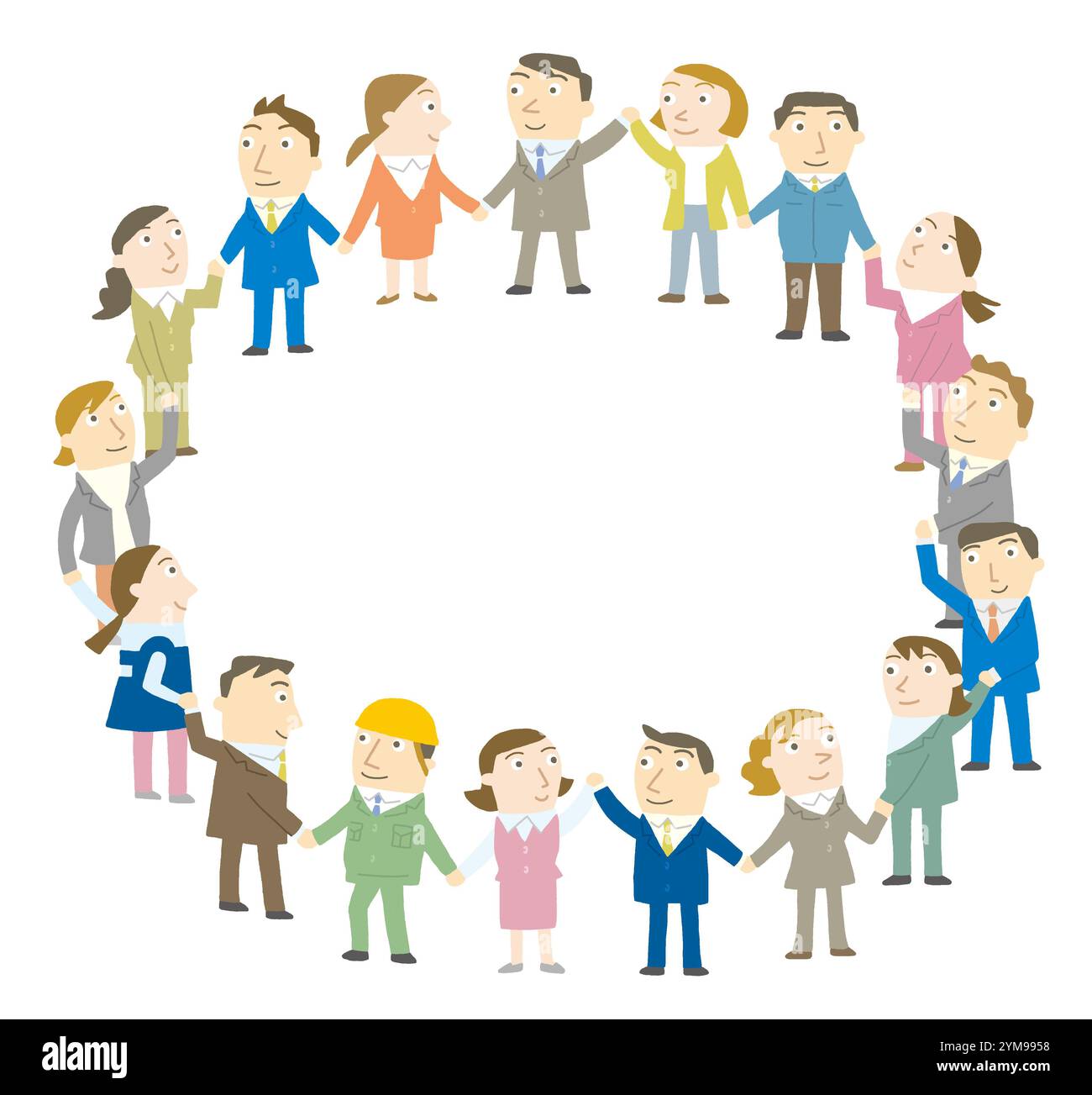 Circle of friends connected by work Stock Photo - Alamy