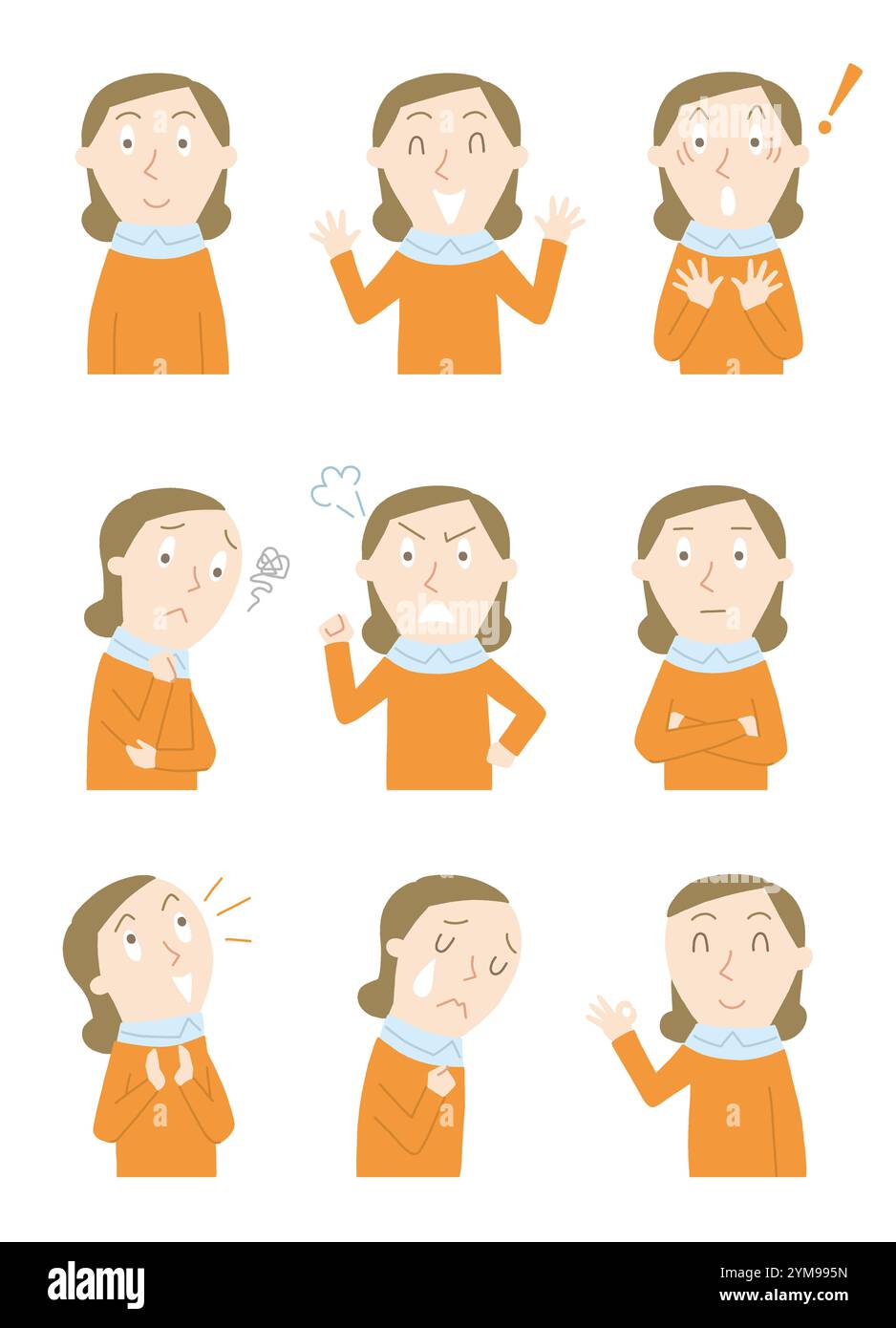 Cartoon woman facial expressions Cut Out Stock Images & Pictures - Alamy