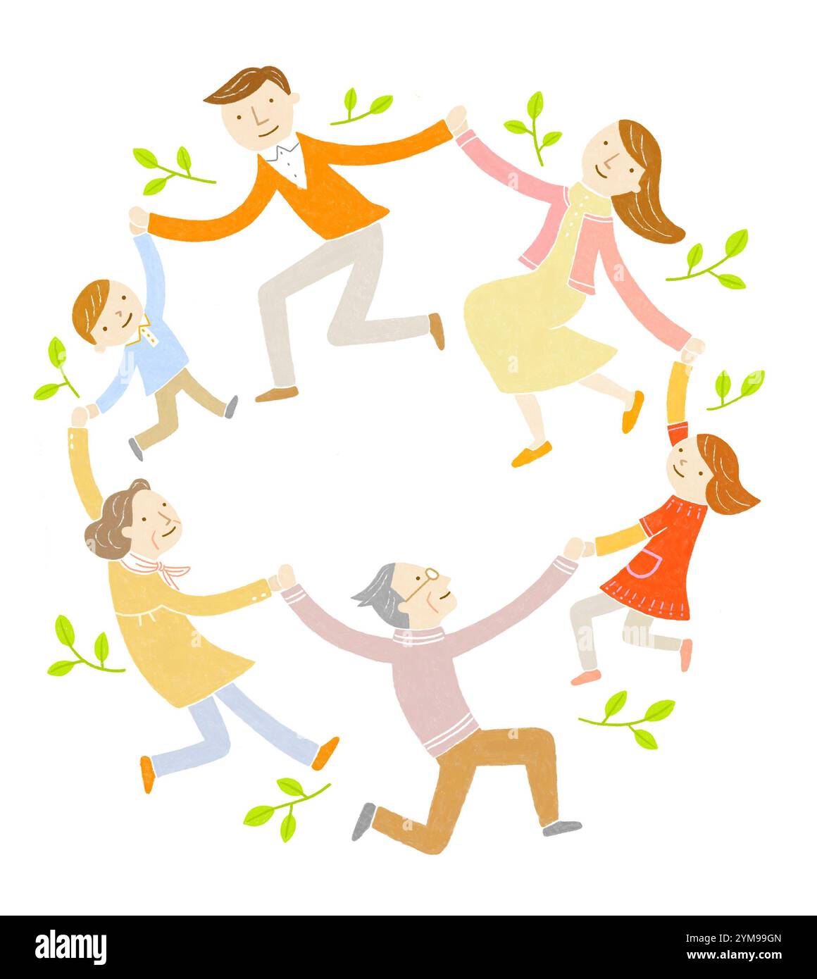 Three generation family in a circle Stock Photo - Alamy