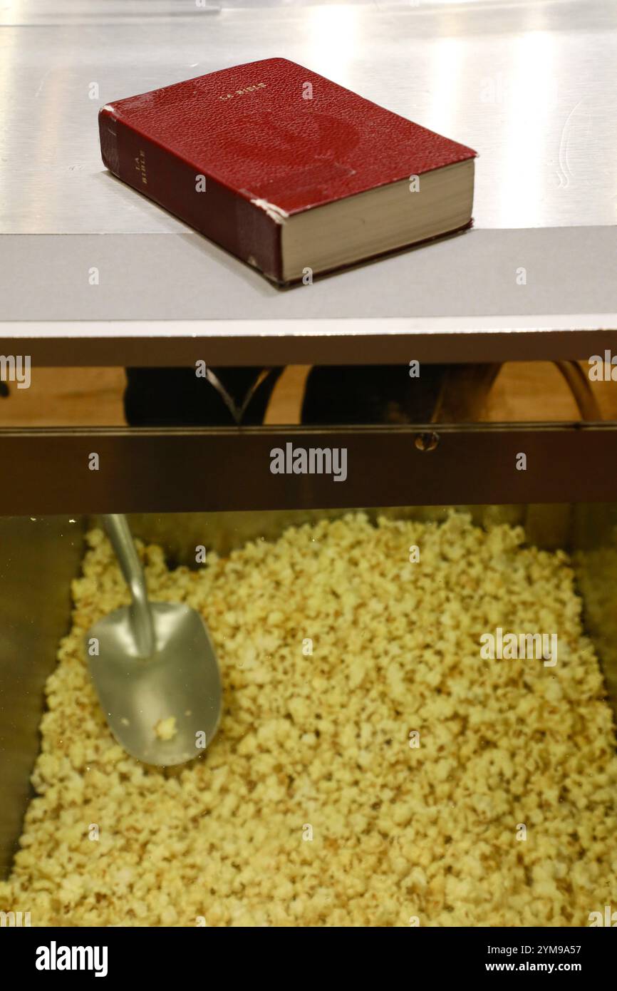 A Bible was left on the popcorn counter at Les Cinq Caumartin cinema in ...