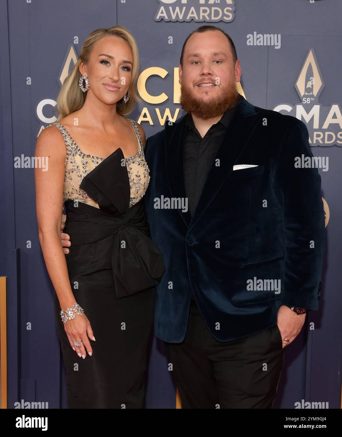 Luke Combs and Nicole Hocking arriving at the 58th Annual Country Music ...