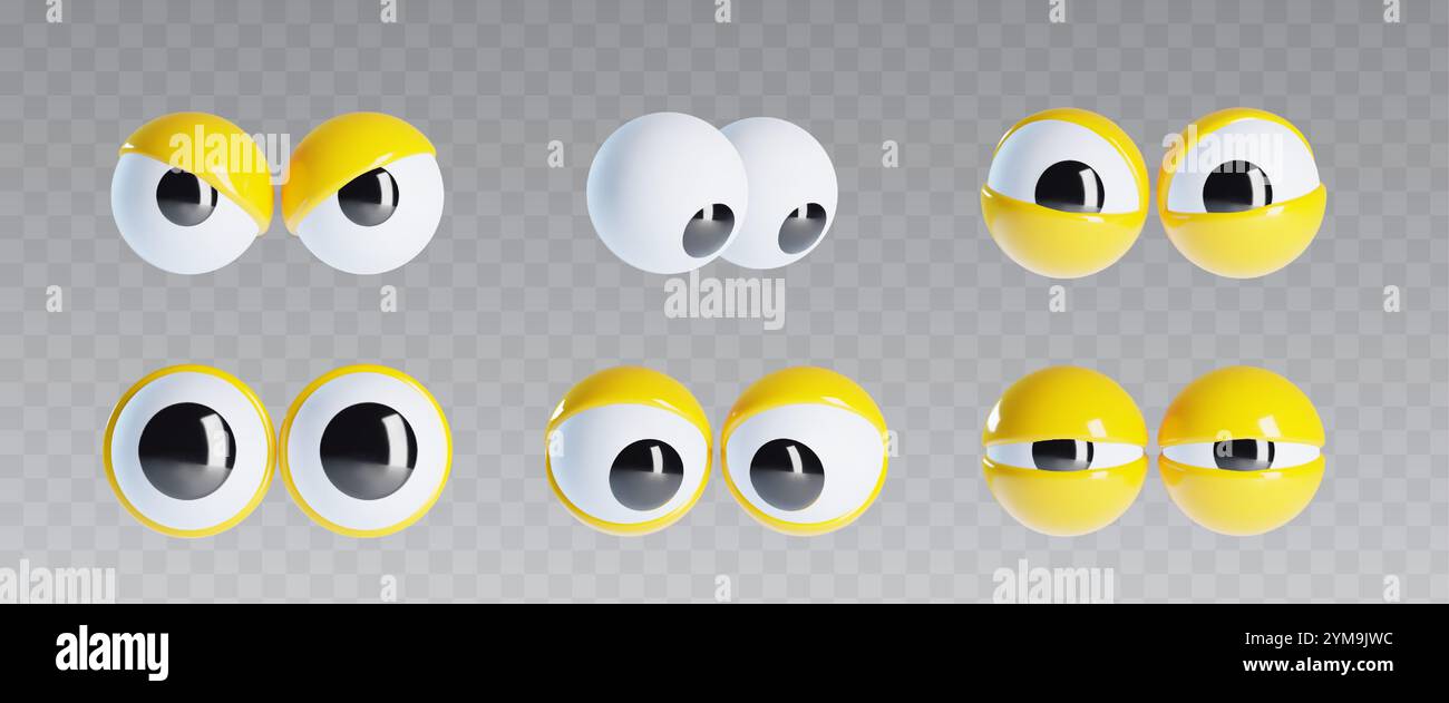 Googly eyes set isolated on transparent background. Vector realistic ...