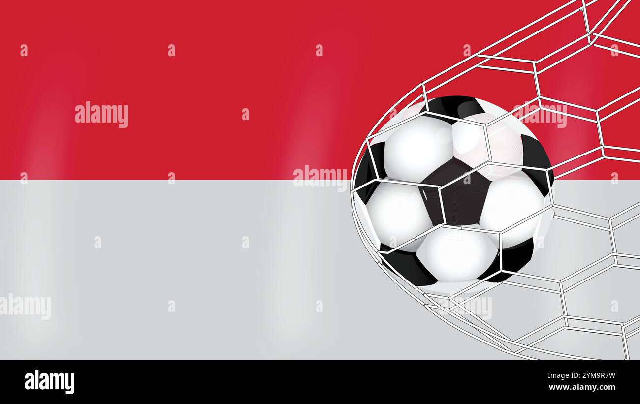 Soccer Football ball in Goal Net Isolated on Monaco Flag, Sports ...