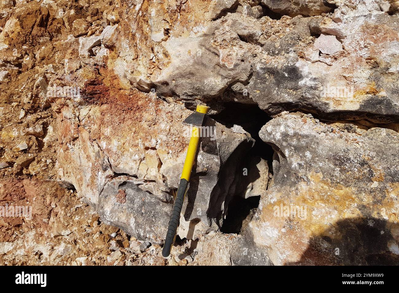 Karst gully in a layer of limestone, a crevice inside a rock Stock ...