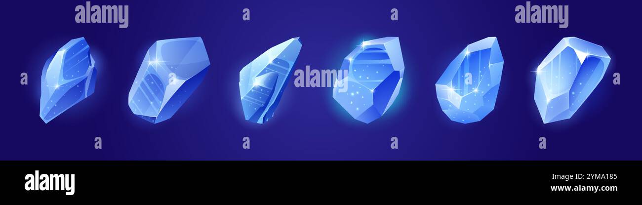 Crystal and ice game magic arctic piece vector. Blue diamond gem shape ...