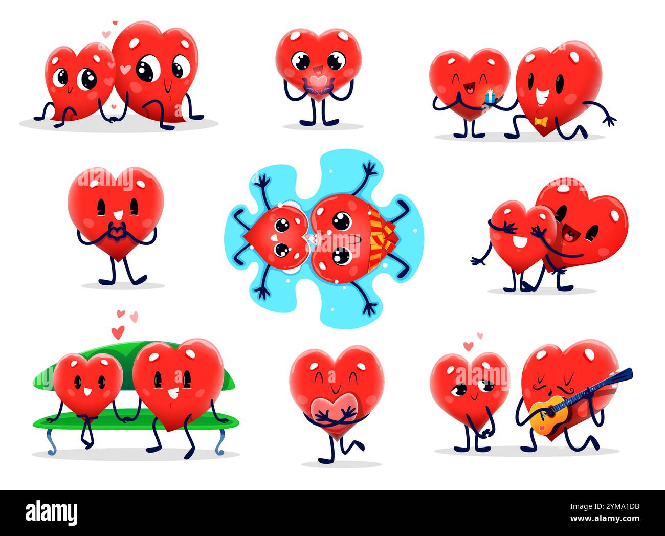 Cartoon cute loving heart characters. Love, Valentines Day and ...