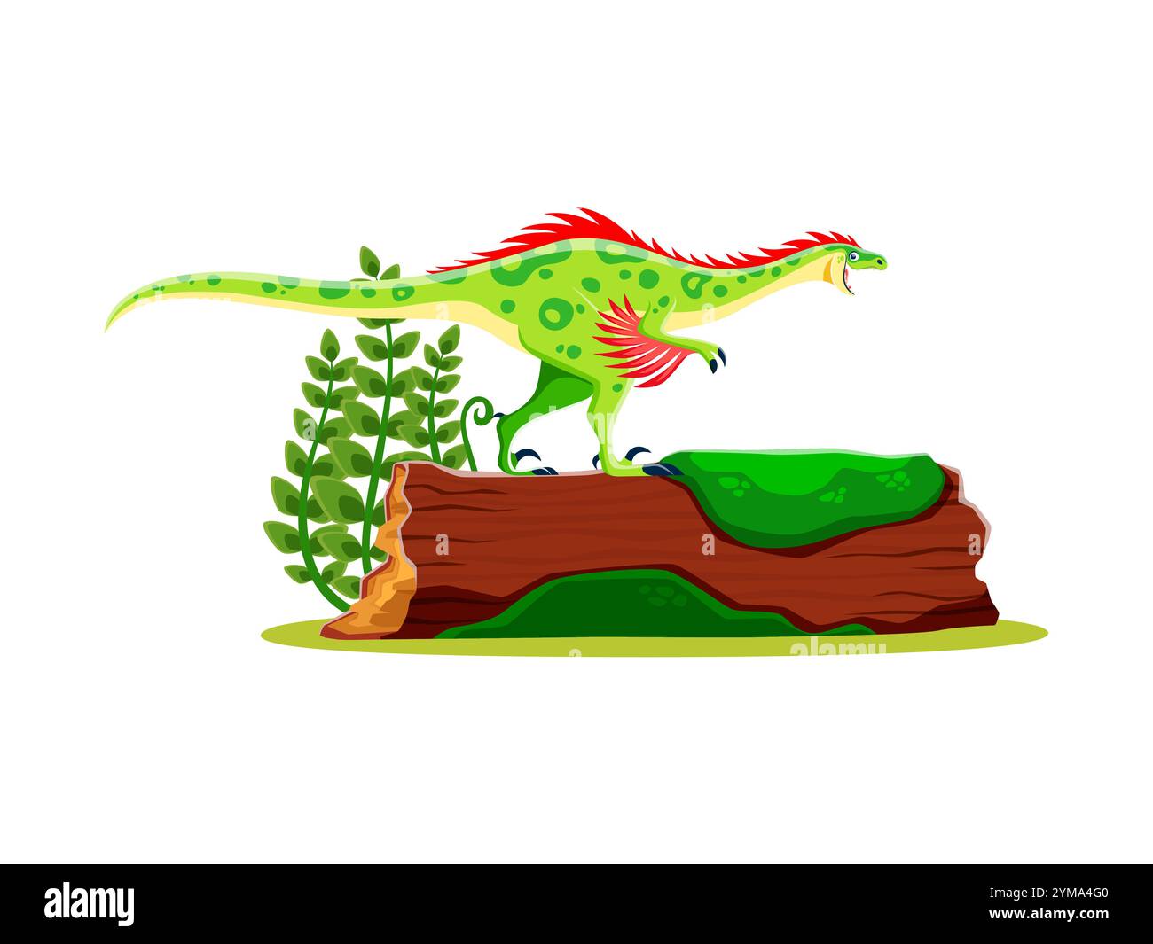 Prehistoric cartoon dinosaur character or Jurassic lizard raptor ...