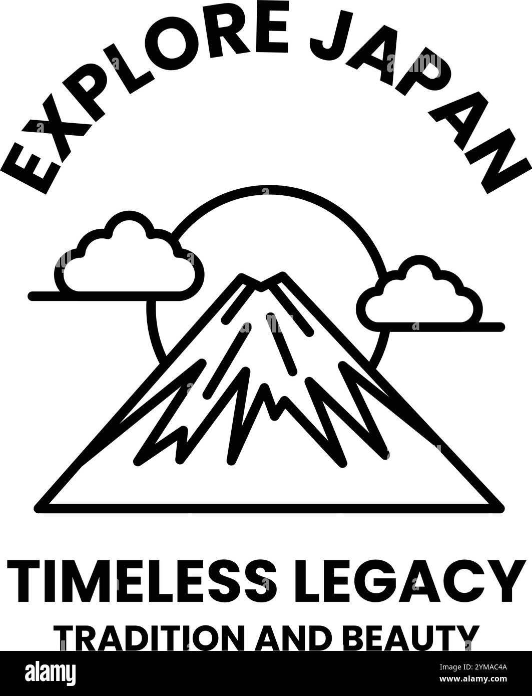 The logo for Explore Japan is a mountain with a sun in the background ...