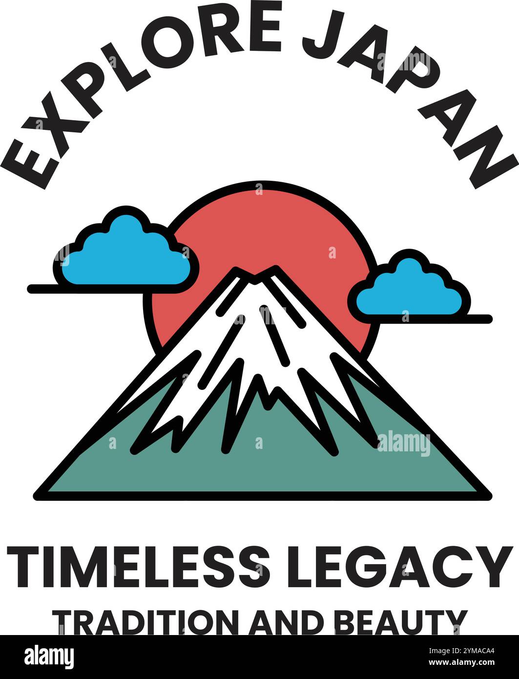 The logo for Explore Japan is a mountain with a red sun in the ...