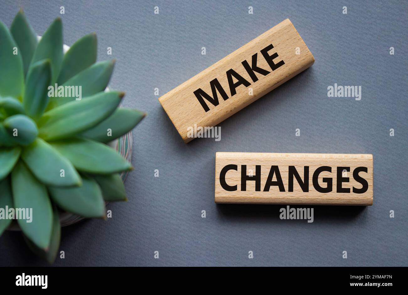Make changes symbol. Wooden blocks with words Make changes with ...