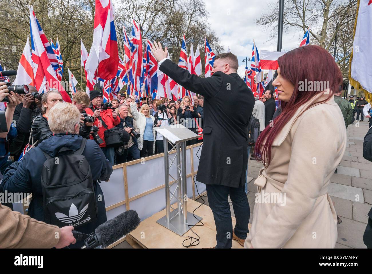 London, UK. 1st April 2017. Britain First Leader Paul Golding and ...