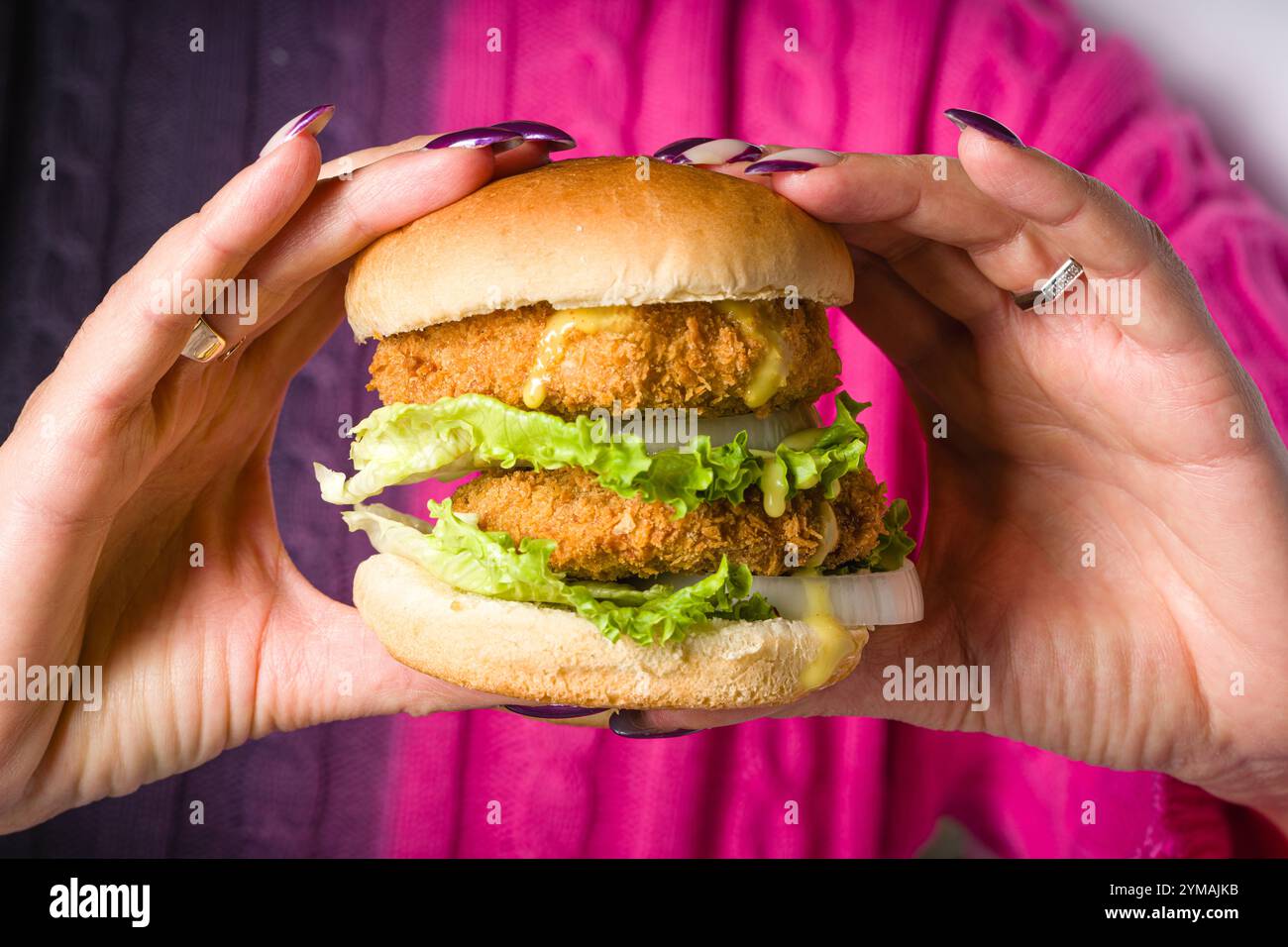 Female chicken sandwich hi-res stock photography and images - Alamy