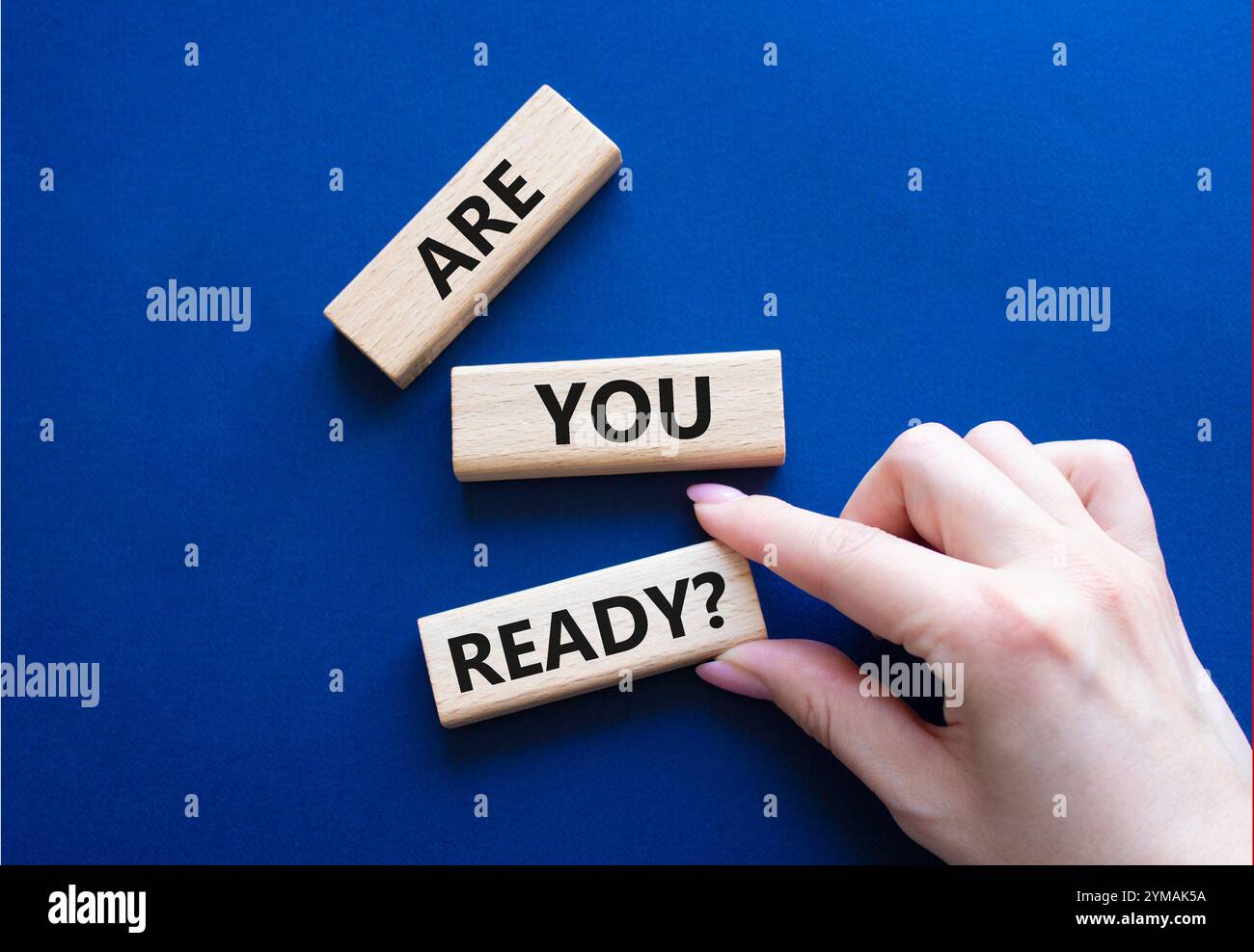 Are you ready symbol. Concept word Are you ready on wooden blocks ...