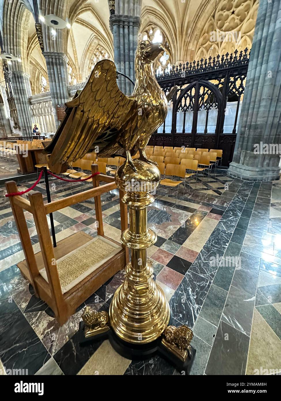 The impressive Eagle Lectern in a gold colour of brass in the Nave of ...