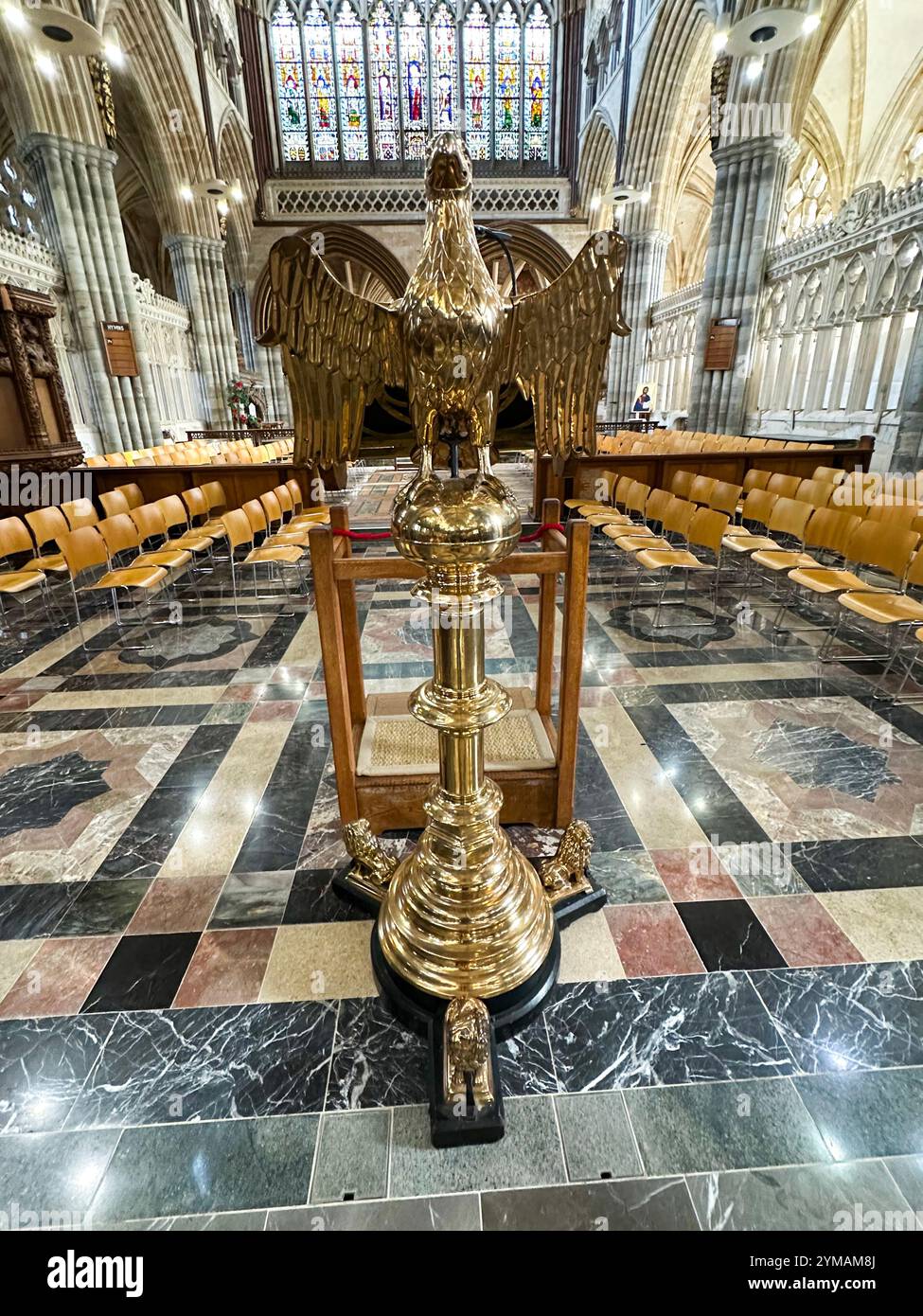 The impressive Eagle Lectern in a gold colour of brass in the Nave of ...