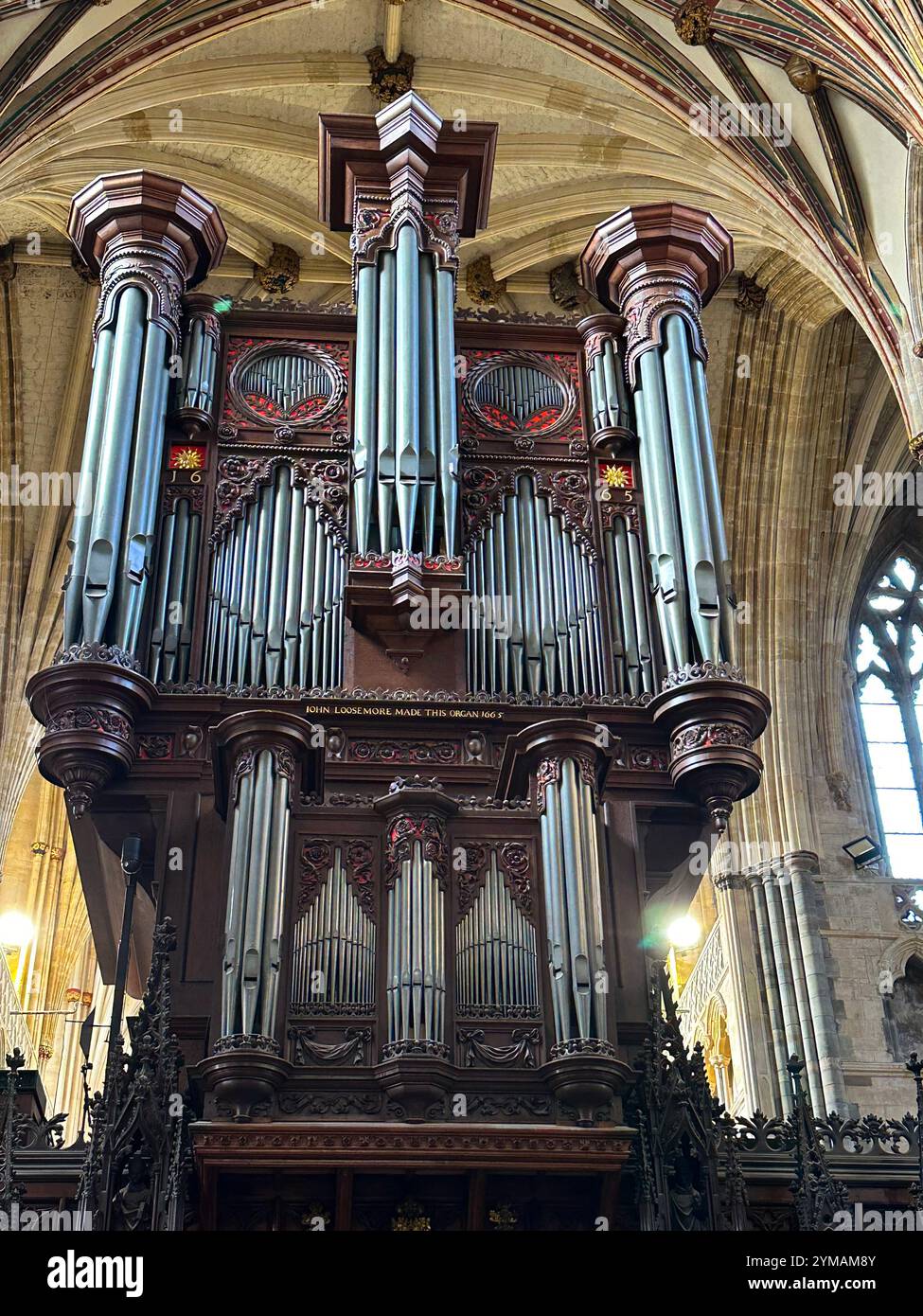 The remarkable Exeter Cathedral organ set centrally in the Nave Stock ...